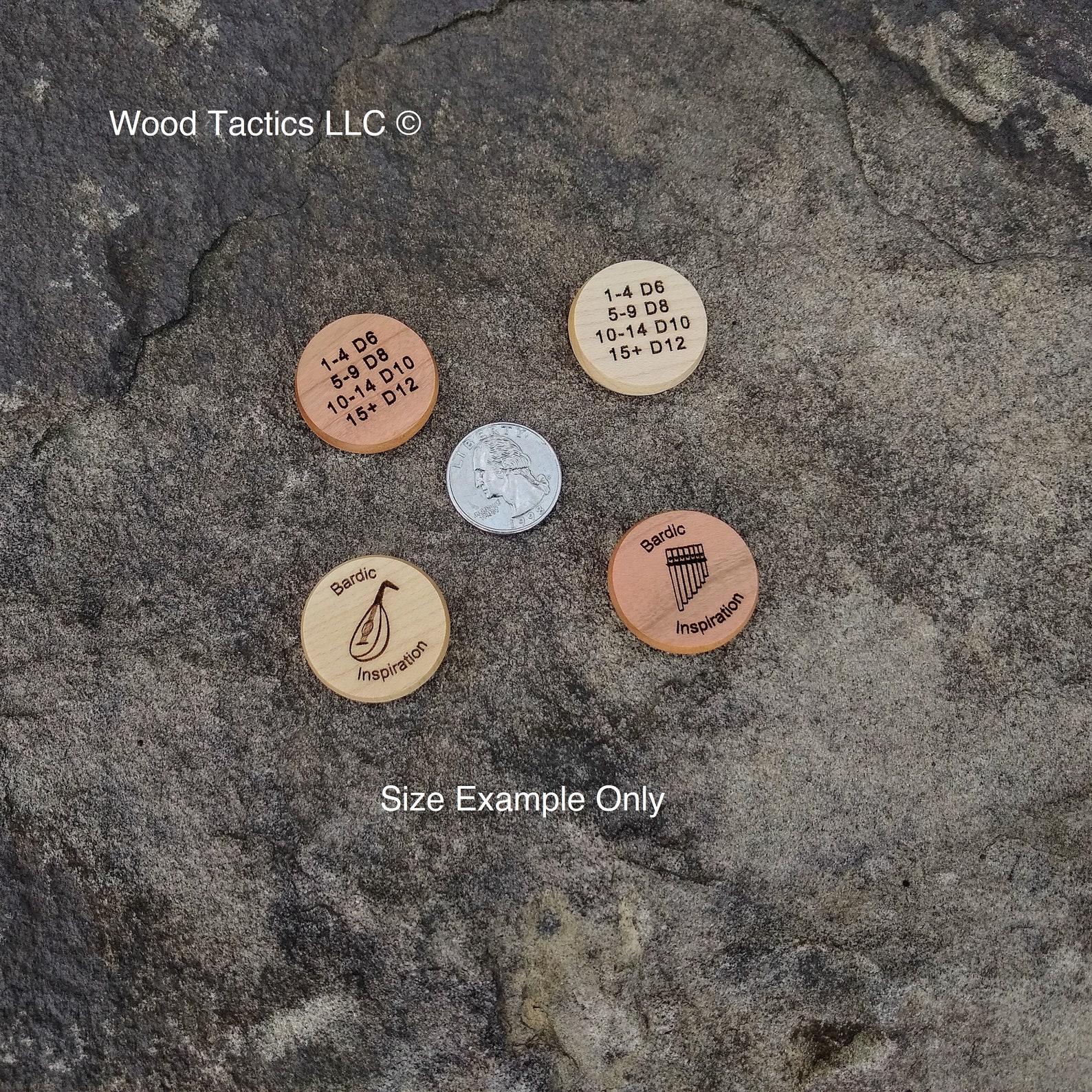 Dnd 5e Bardic Inspiration Hardwood Tokens, Made From Select American ...