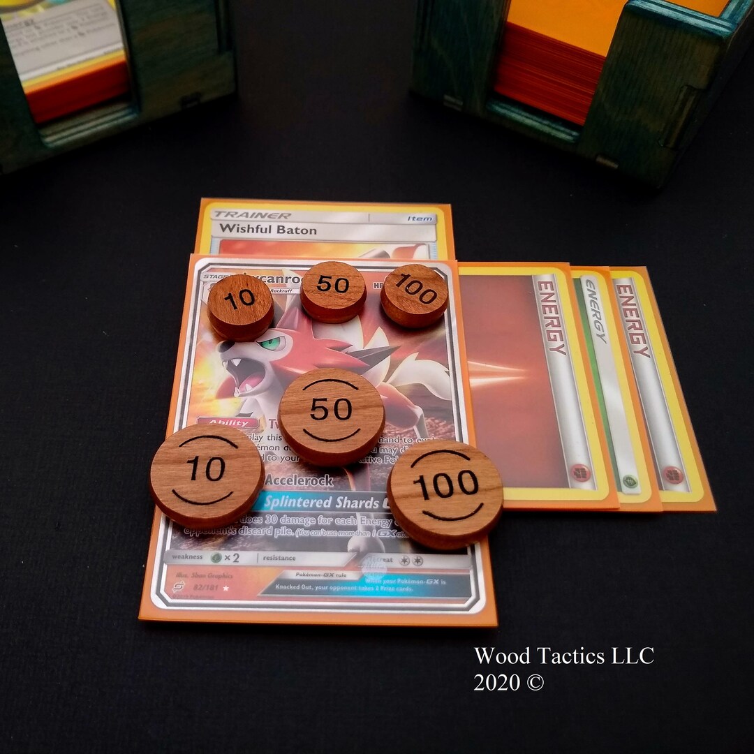 Pokemon TCG Damage Hardwood Counters/tokens/markers, Made From Select ...