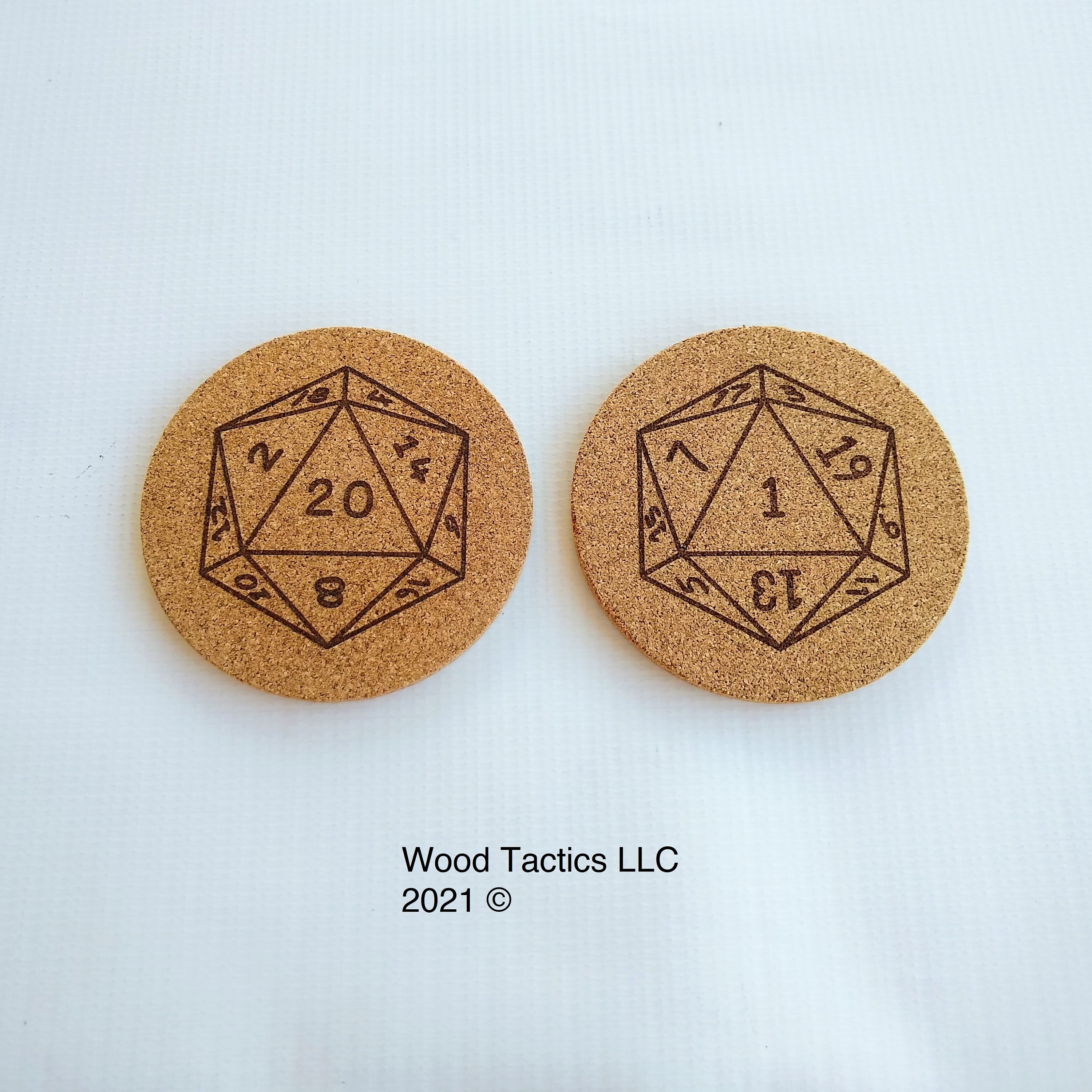 RPG/D20 Coasters made from Cork Eye Beast Dragon D20 | Etsy
