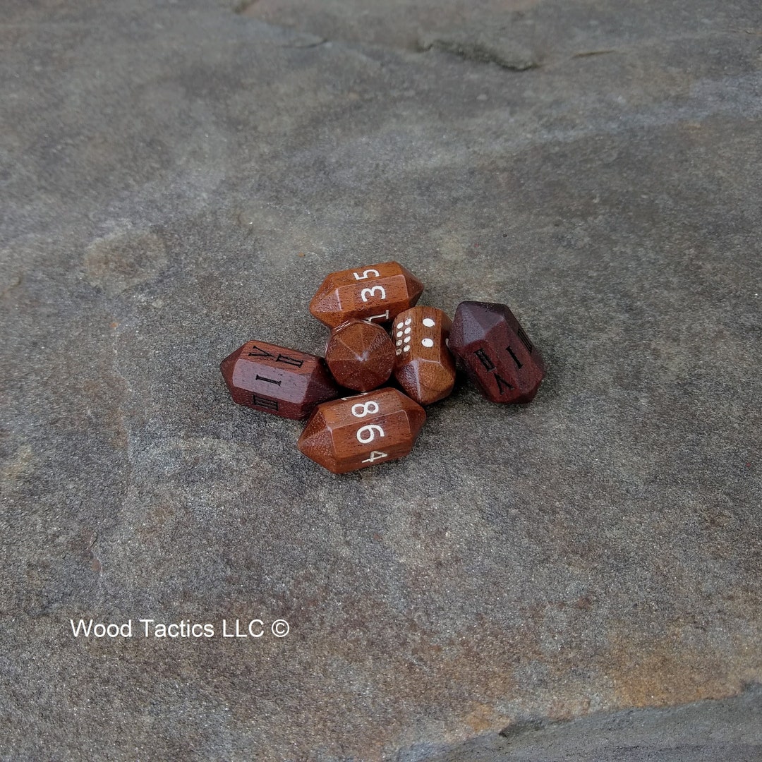 Barrel D8 Dice in Black Walnut Hardwood, Eight Sided Die With Numbers ...