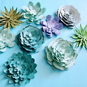 Easy Paper Succulent Svg/diy Paper Succulents/5 Different Succulents ...
