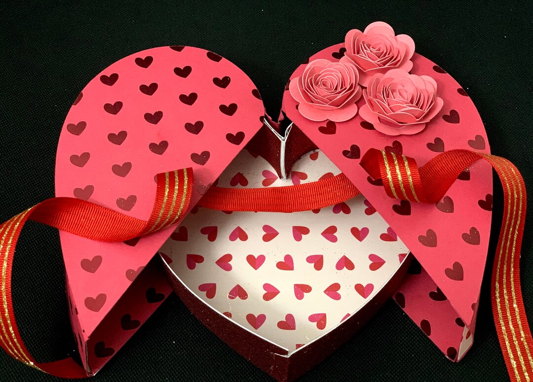 Valentine's DIY Open Heart Box SVG Digital Template 3D Paper Craft ...