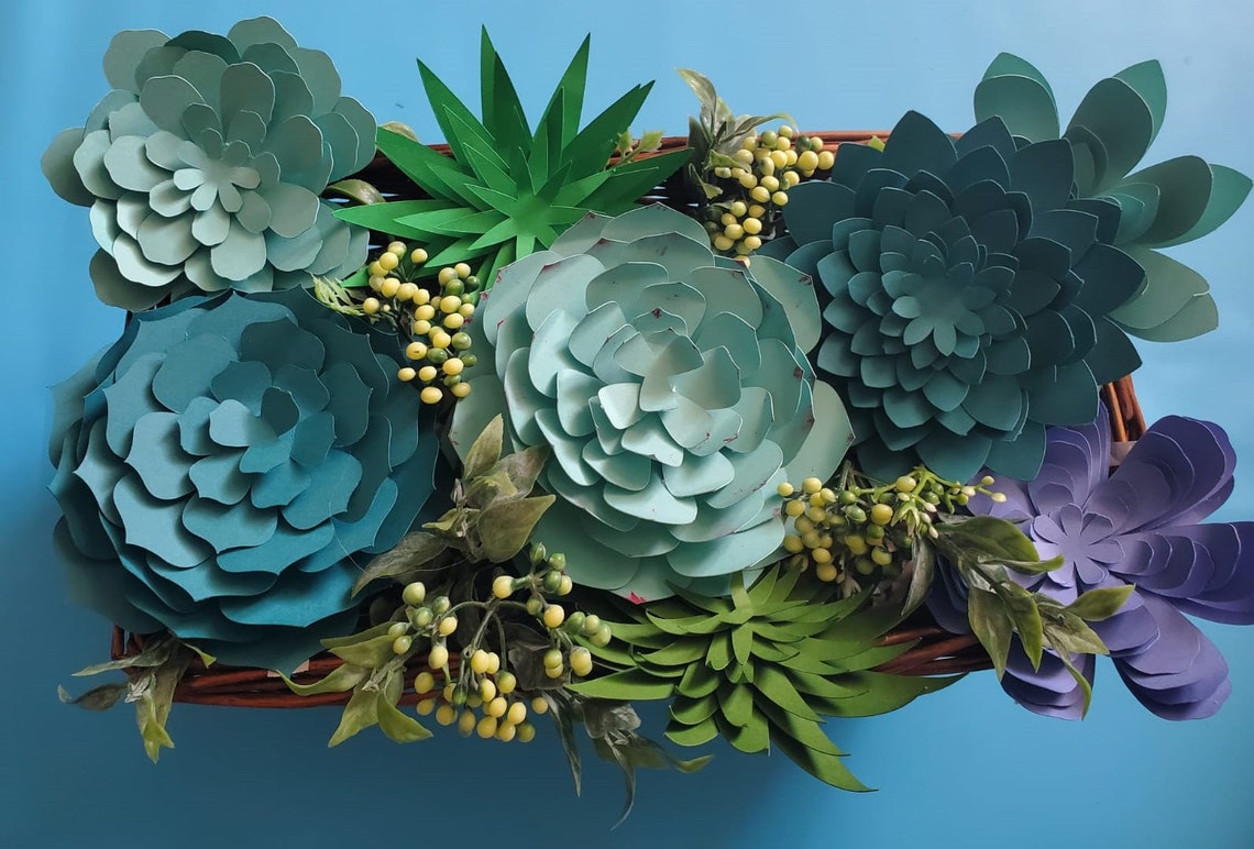 Easy Paper Succulent Svg/diy Paper Succulents/5 Different Succulents ...