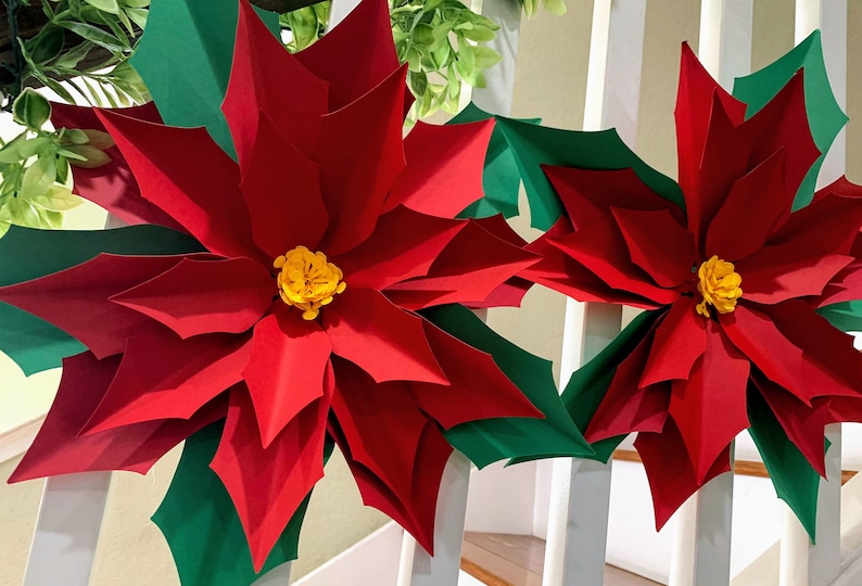 P2F Paper Poinsettia Template/christmas Poinsettia/medium Paper Flower Poinsettia/digital ...