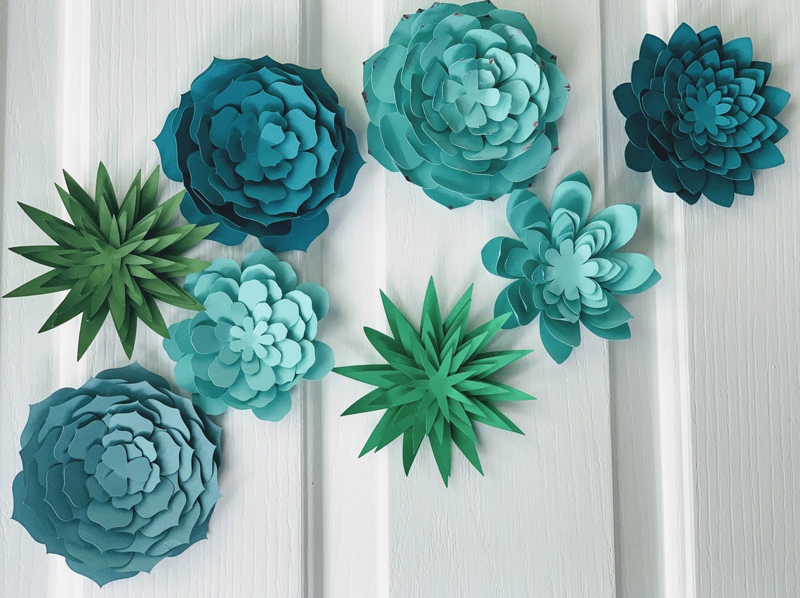 Easy Paper Succulent Svg/diy Paper Succulents/5 Different Succulents ...
