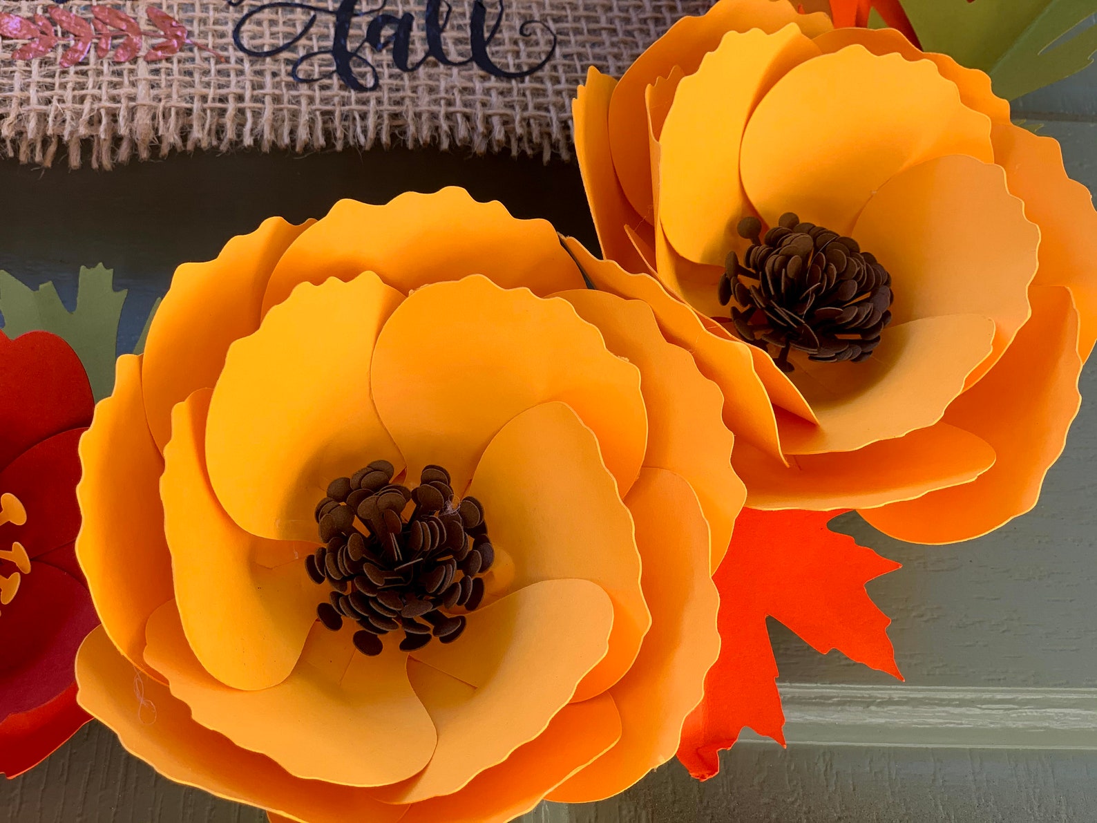 Fall Flower Svg/6 Fall Leaves and 2 Flower Svg/fall Paper - Etsy