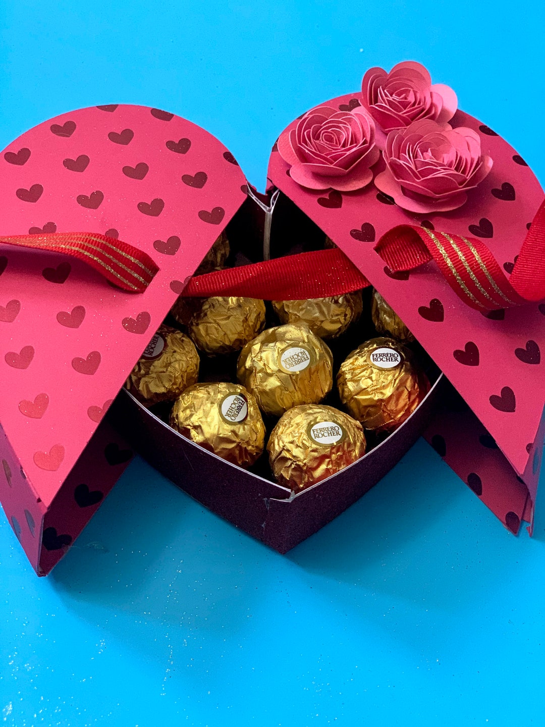 Valentine's DIY Gift Box Open Heart Box SVG Template 3D Paper Craft ...