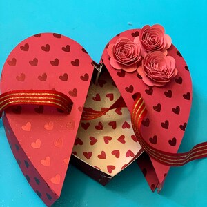 Valentine's DIY Gift Box Open Heart Box SVG Template 3D Paper Craft ...