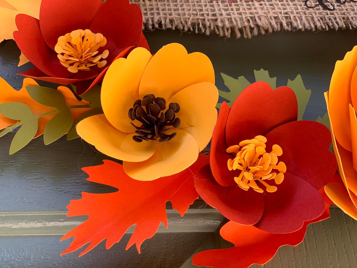 Fall Flower Svg/6 Fall Leaves and 2 Flower Svg/fall Paper | Etsy