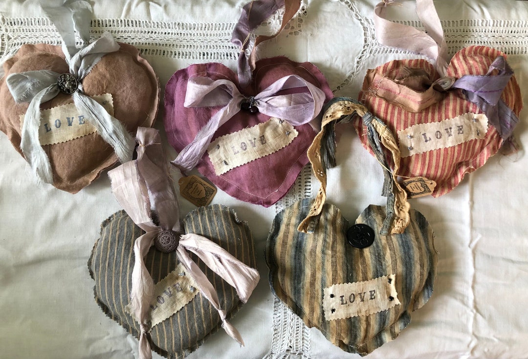 Fabric Hanging Hearts Etsy