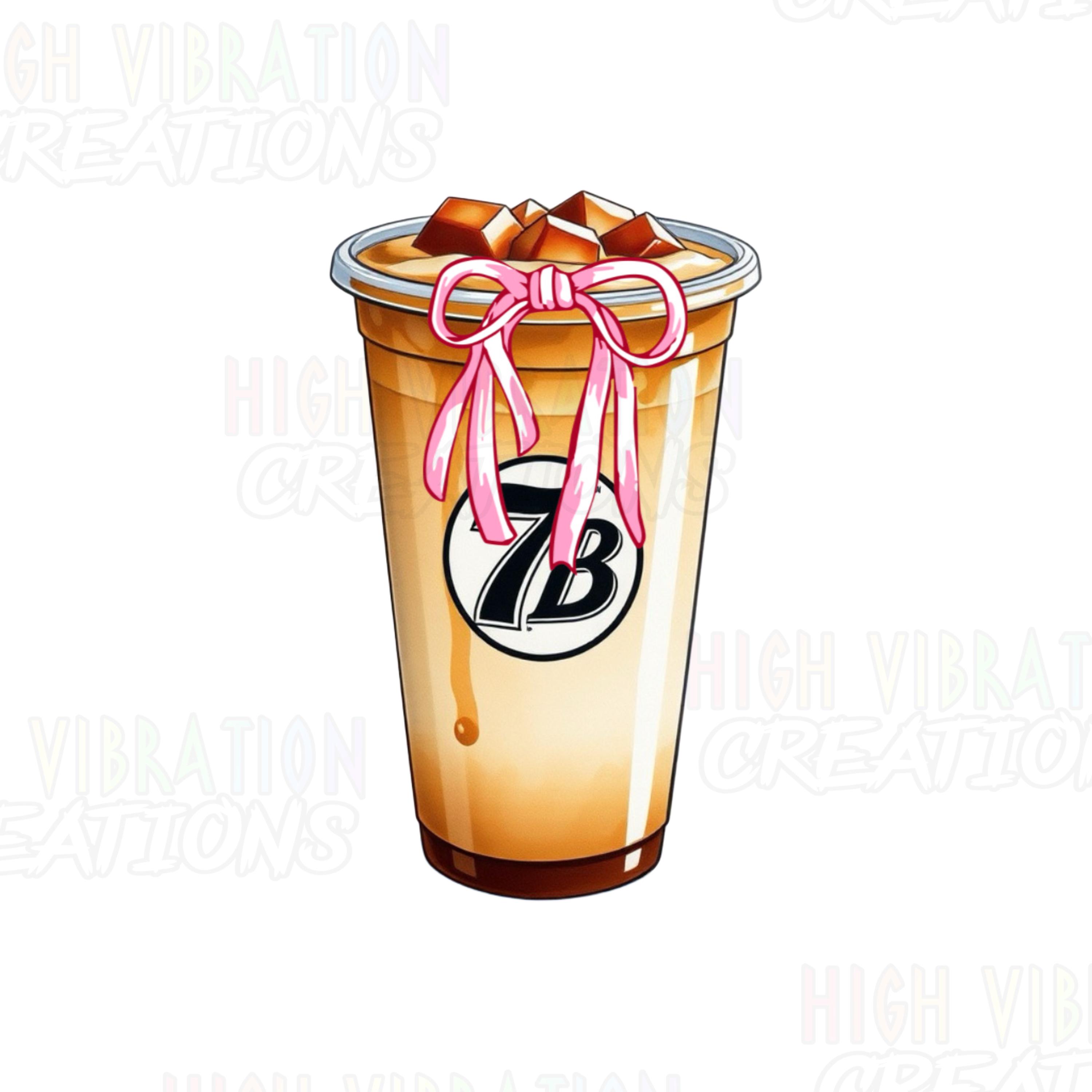 Seven Brew Coffee Cup With Pink Bow DTF Transfer Design (PNG) - Etsy