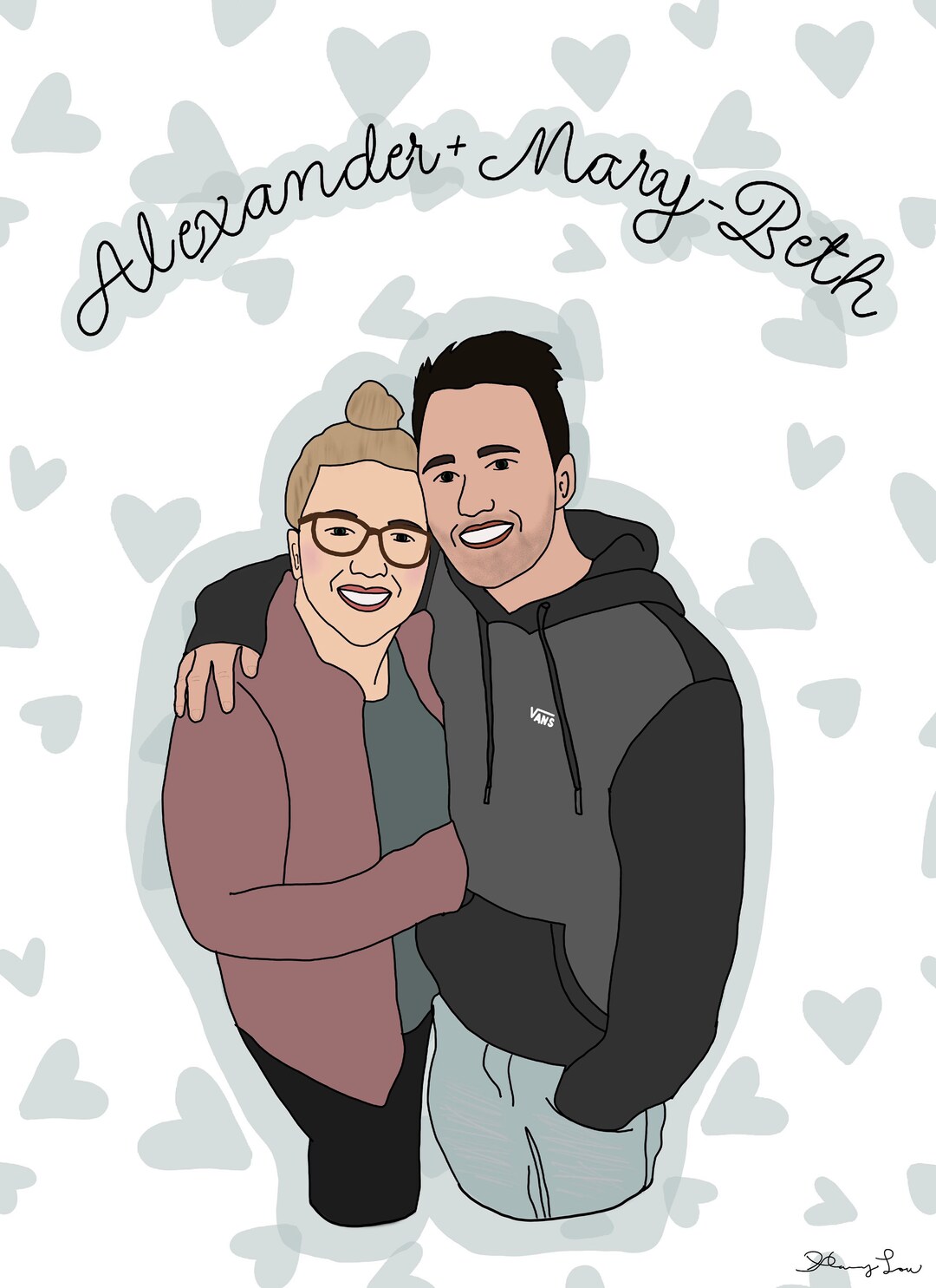 Custom Digital Couple Portrait - Etsy