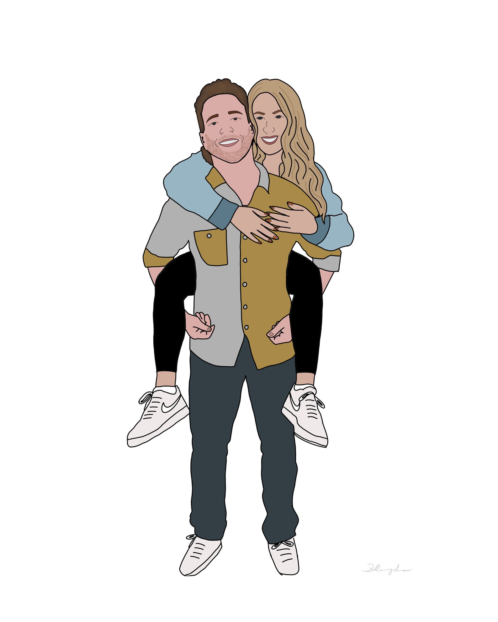 Custom Digital Couple Portrait - Etsy