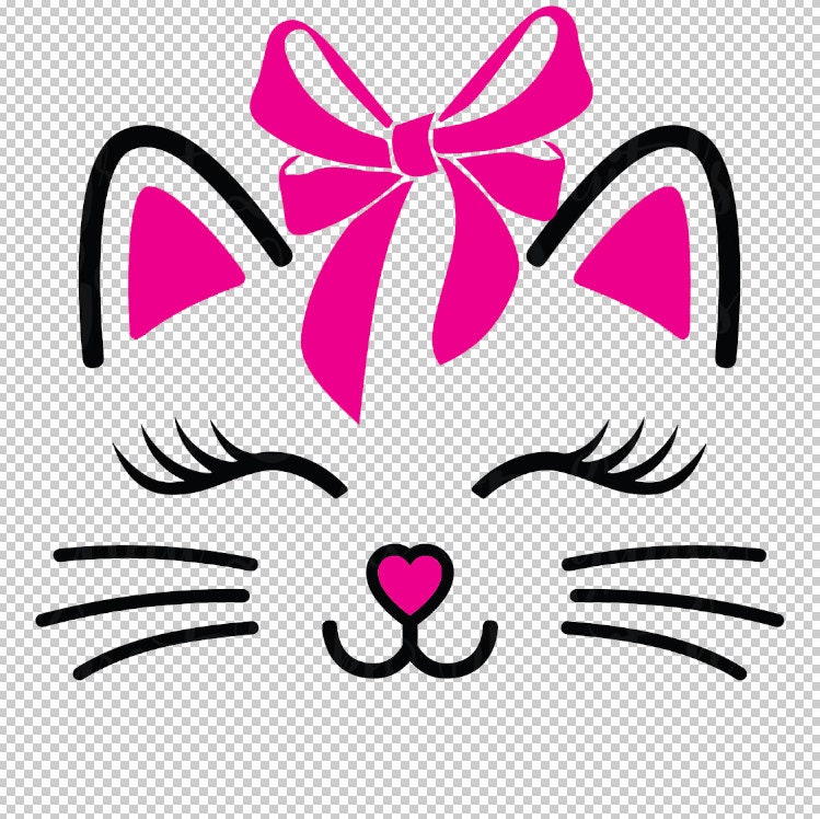 Cat Face With Bow Instant Digital Download, PSD, PNG, Jpg Files ...