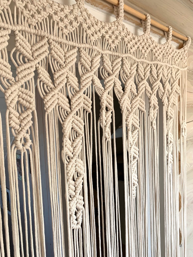 Macrame Beaded CurtainMacrame Curtain PanelsLarge Sheer | Etsy