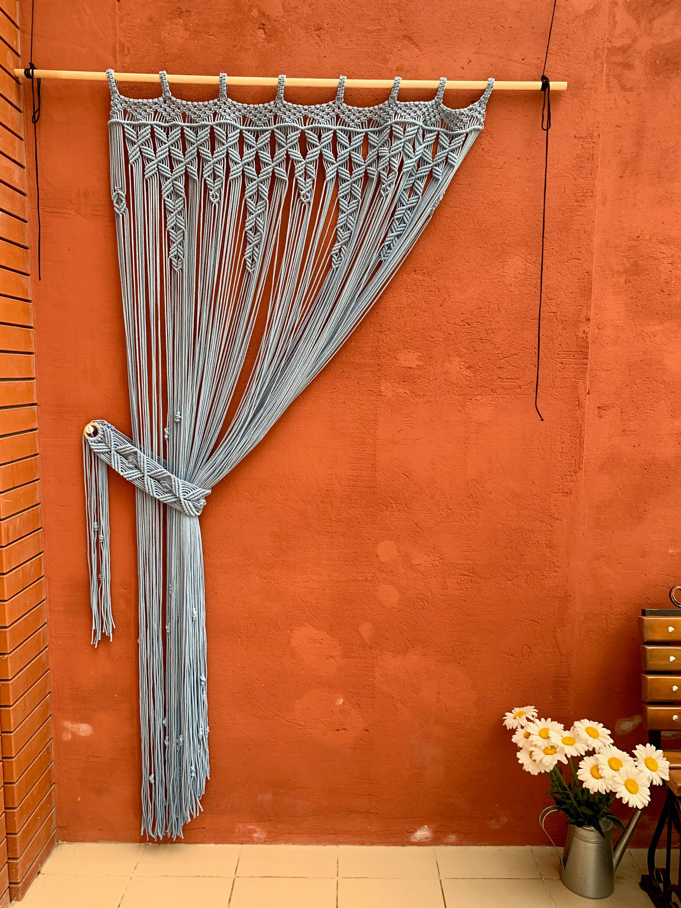 Macrame Door Curtain With Curtain HolderBeaded CurtainBoho | Etsy