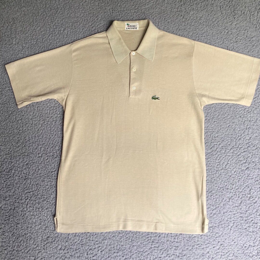Vintage IZOD Lacoste Polo Beige Shirt Mens 1960s 60s Green Gator ...