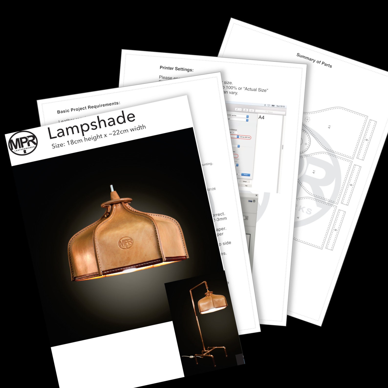 Bell Lampshade Printable PDF Pattern and Video Tutorial for DIY Leather ...
