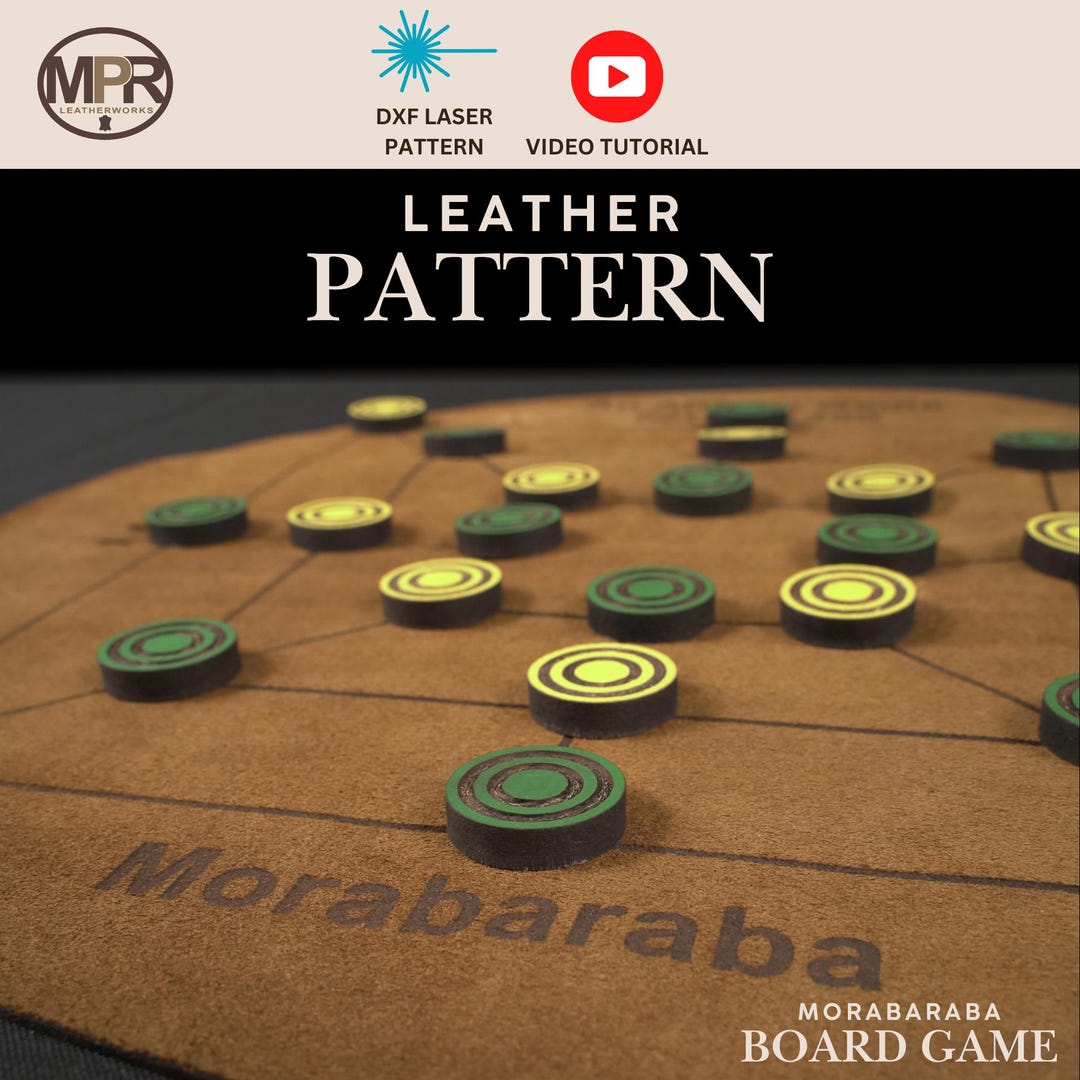 Morabaraba Game Board | DXF and Lightburn Pattern Files | Leather and Laser Pattern | No Stitch ...