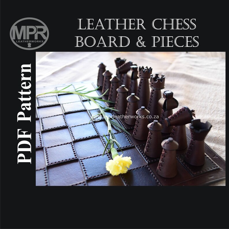 Chess set: Leather design Leather chess pieces Leather DIY Pdf | Etsy