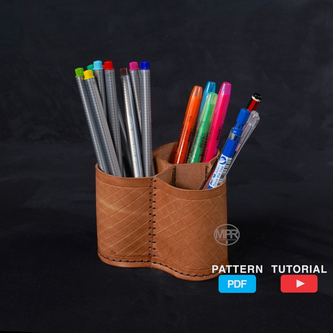 Pen Holder Leather Pattern as Digital PDF Download With Video Tutorial ...