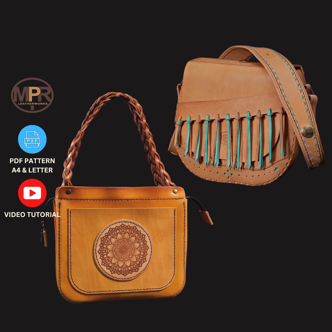COMBO Mandala Boho Leather Bags Patterns and Video Tutorials: 2 ...