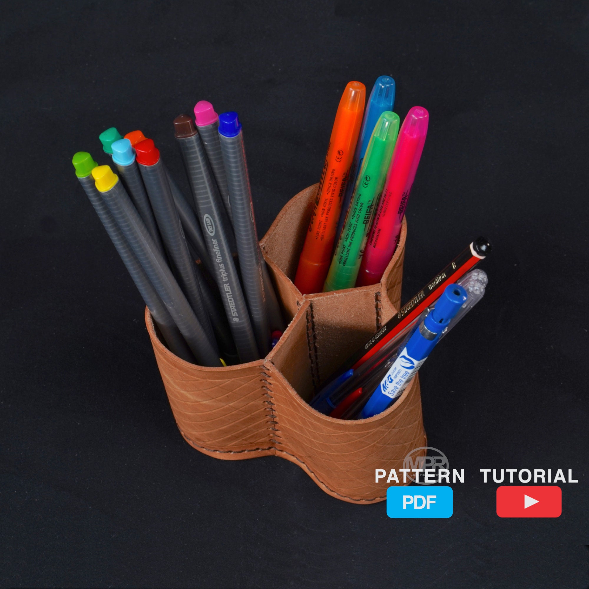 Pen Holder Leather Pattern as Digital PDF Download With Video Tutorial ...