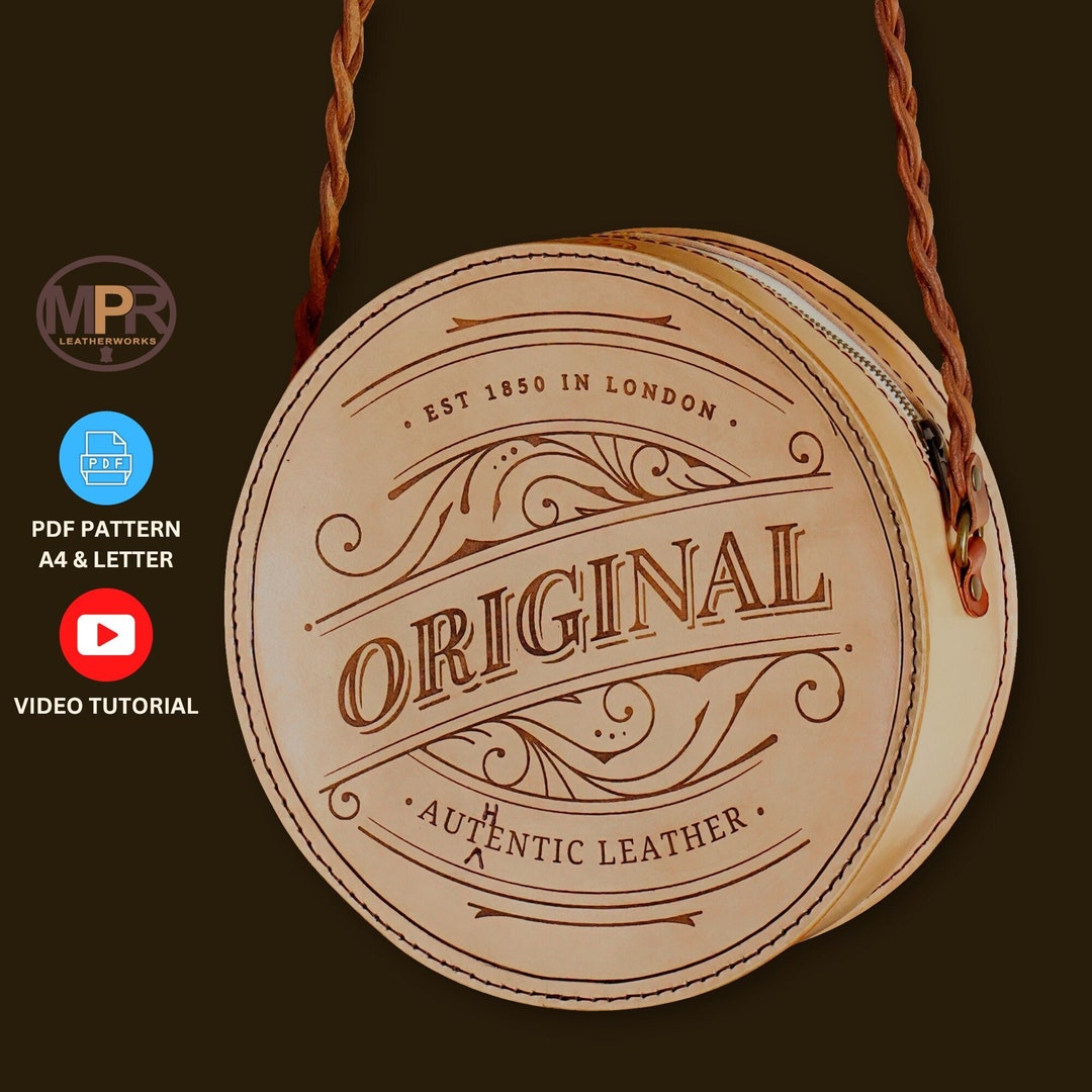 Vintage Style Round Bag: PDF Pattern for Leather Shoulder Bag | Letter ...