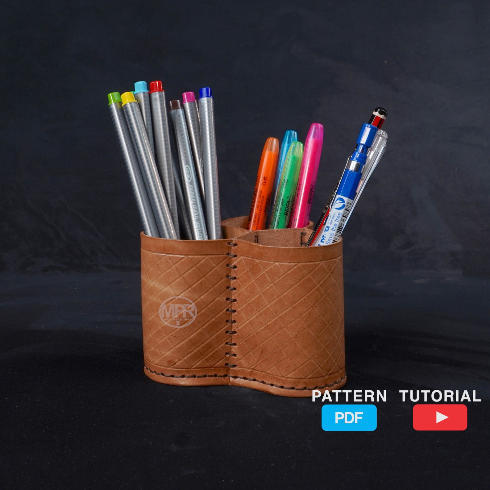 Pen Holder Leather Pattern as Digital PDF Download With Video Tutorial ...