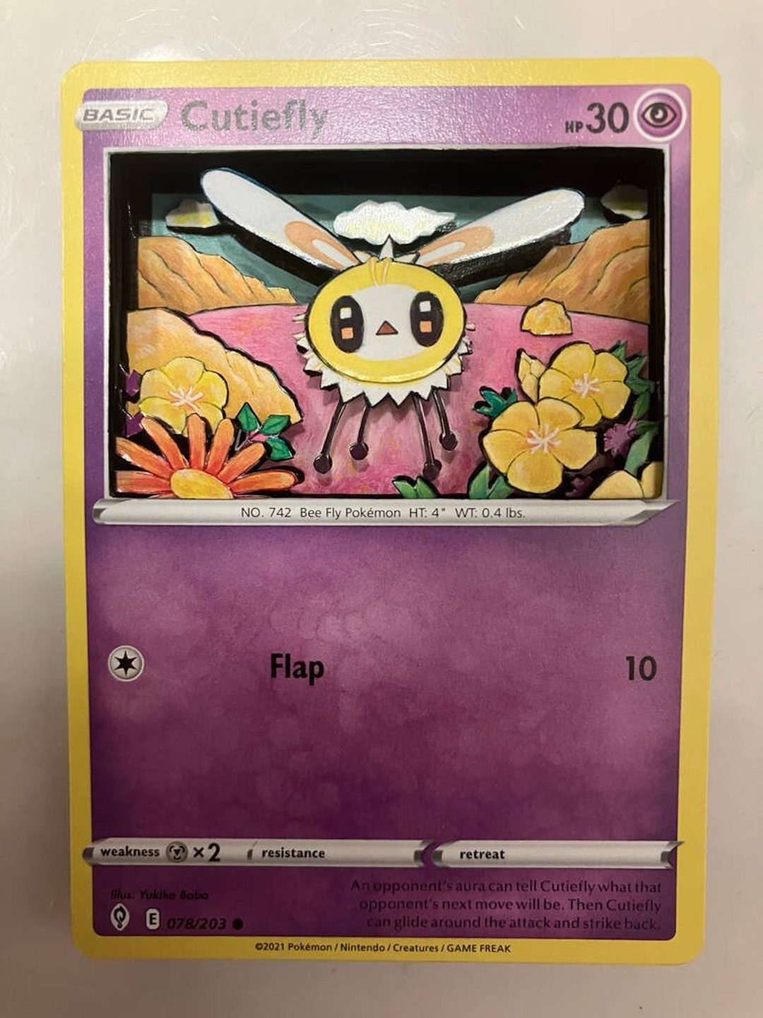 Custom Altered PKMN TCG Trading Cards 3D Pokemon Card Cutiefly 078/203 ...