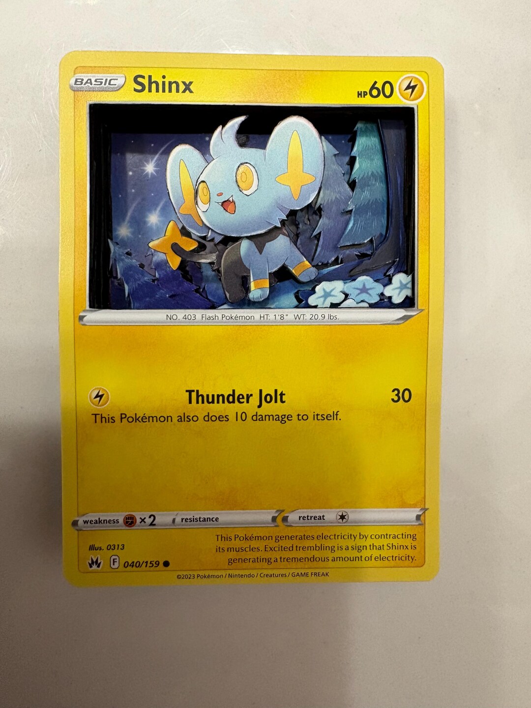 Custom Altered PKMN TCG Trading Cards 3D Pokemon Card - Shinx - 040/159 ...