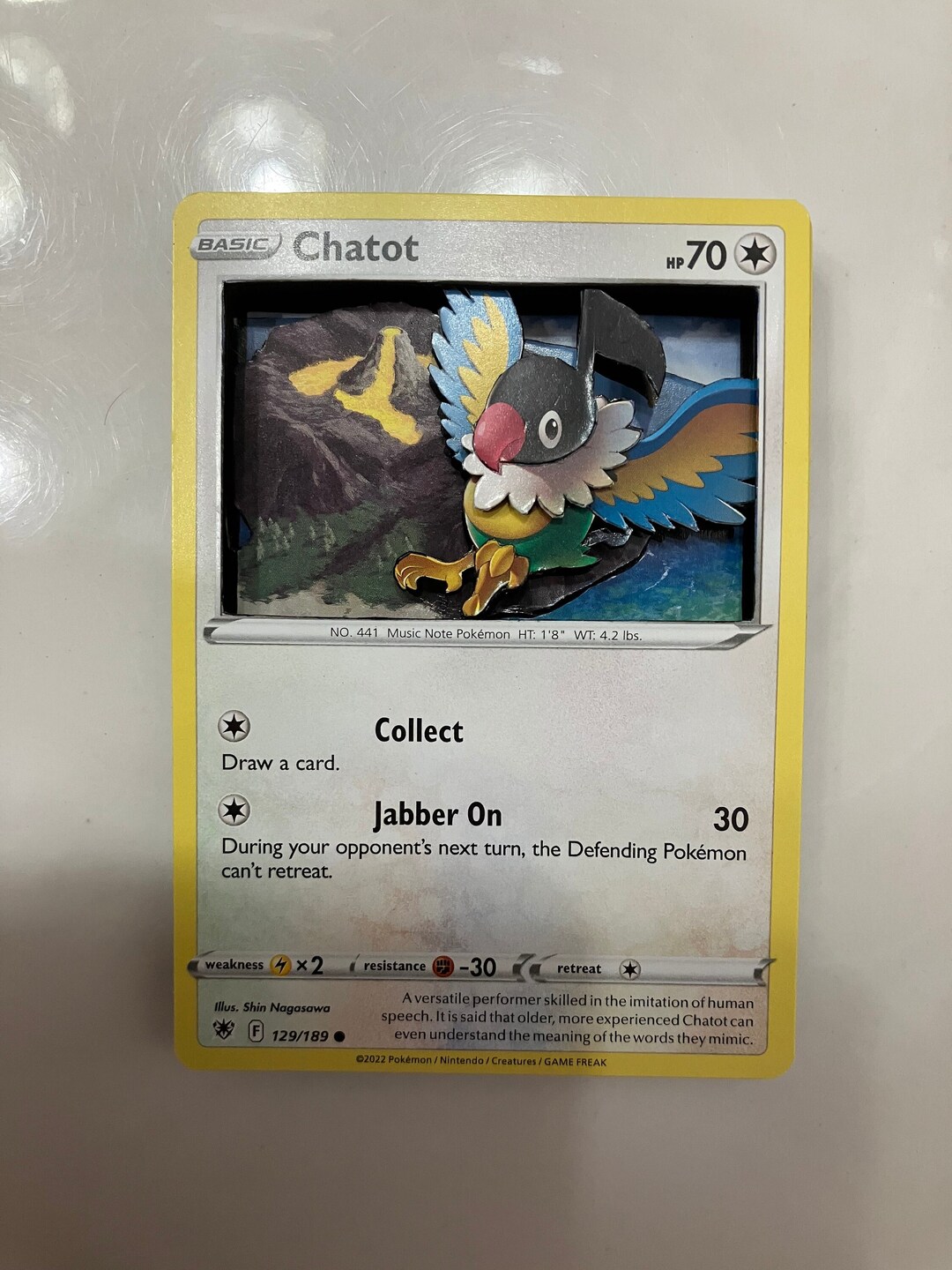 Custom Altered PKMN TCG Trading Cards 3D Pokemon Card Chatot 129/189 SWSH Sword & Shield Astral ...