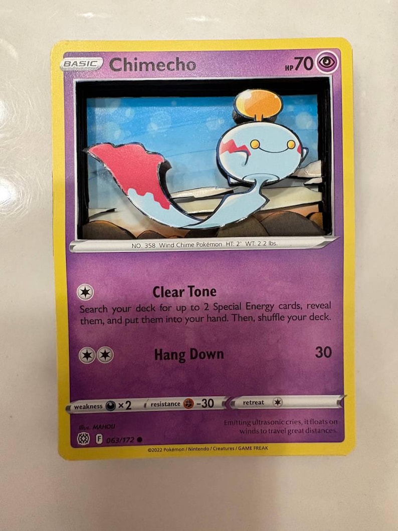 Custom Altered PKMN TCG 3D Pokemon Card - Chimecho - 063/172 Scarlet ...