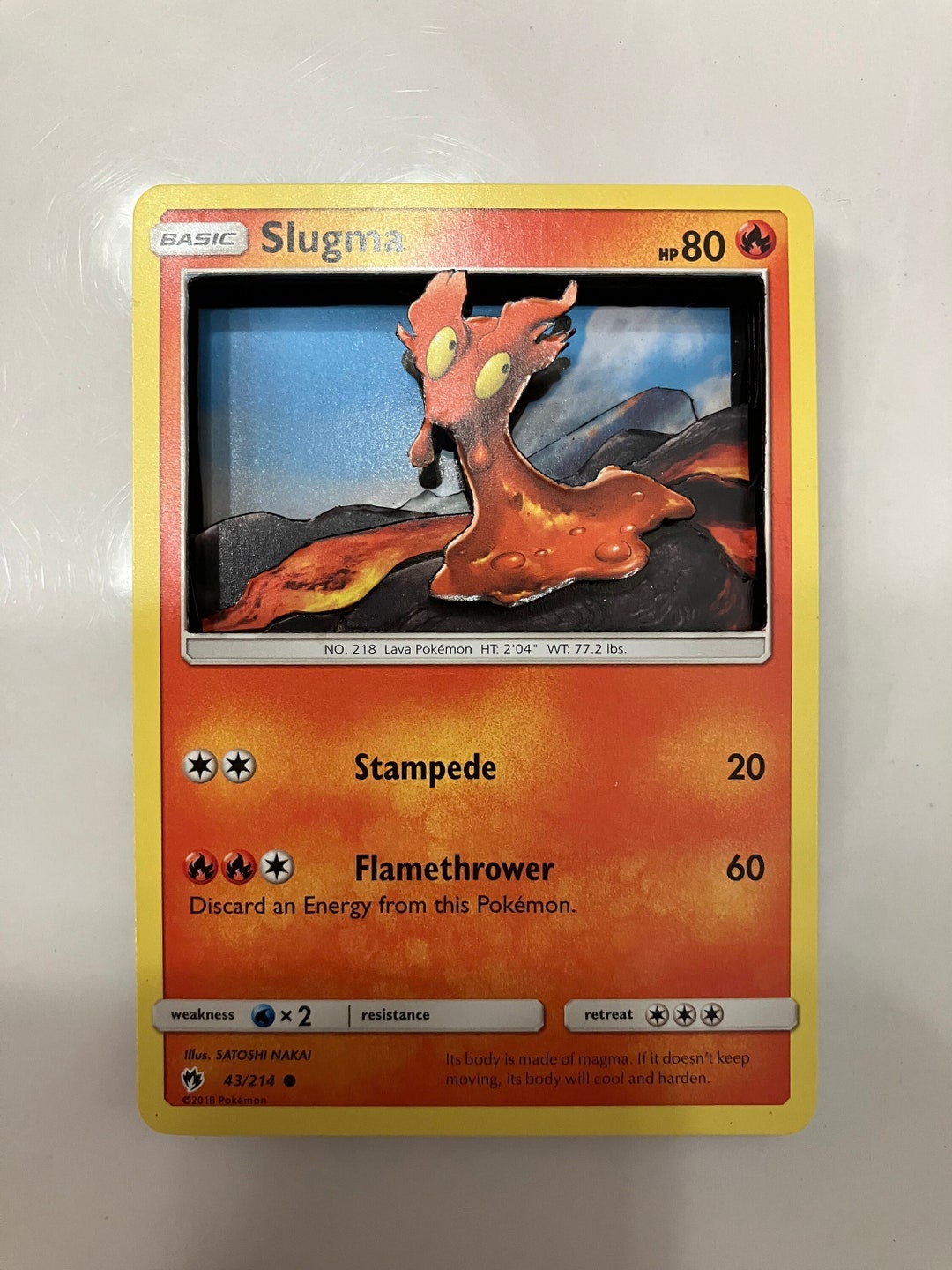 Custom Altered PKMN TCG Trading Cards 3D Pokemon Card Slugma - Etsy