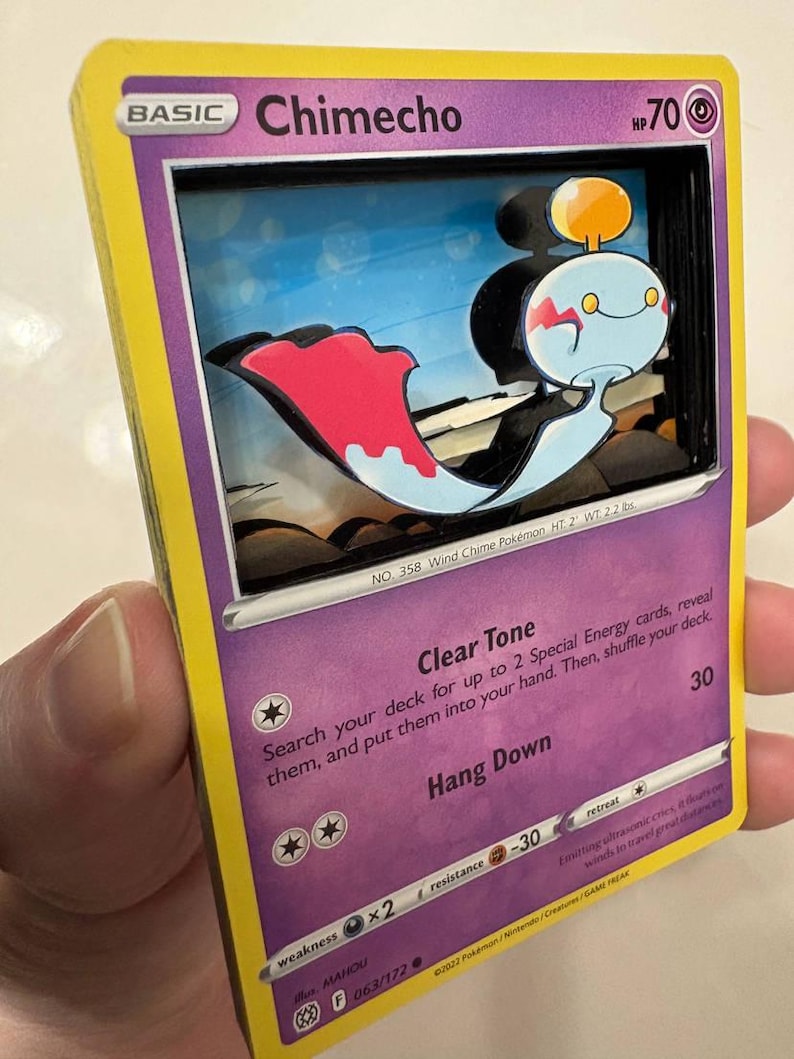 Custom Altered PKMN TCG 3D Pokemon Card - Chimecho - 063/172 Scarlet ...
