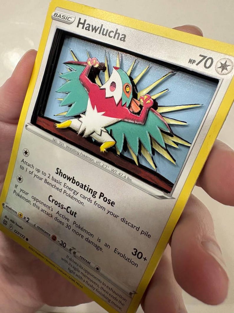 Custom Altered PKMN TCG 3D Pokemon Card - Hawlucha - 127/172 Sword ...