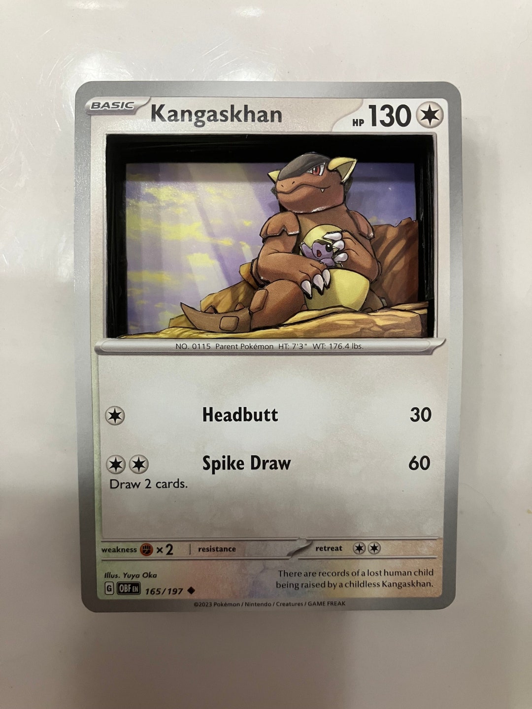 Custom Altered PKMN TCG Trading Cards 3D Pokemon Card - Kangaskhan 165/ ...