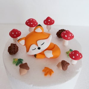 Sleeping Fondant Fox Cute Cake Topper With Pine Cones - Etsy