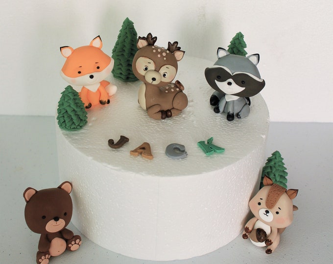 Woodland Animals Cake Toppers, Fondant Forest Animals Figurines ...