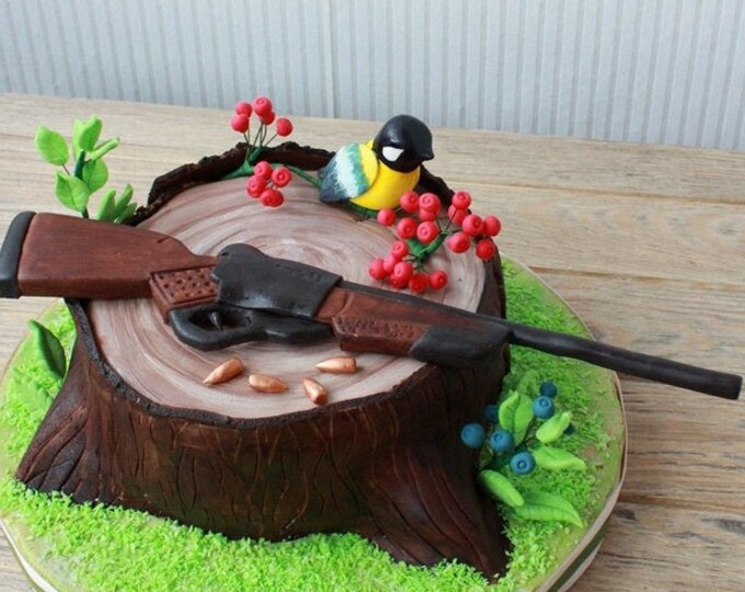 Hunter Cake Topper Rifle With Bullets Blueberries Birthday Party ...