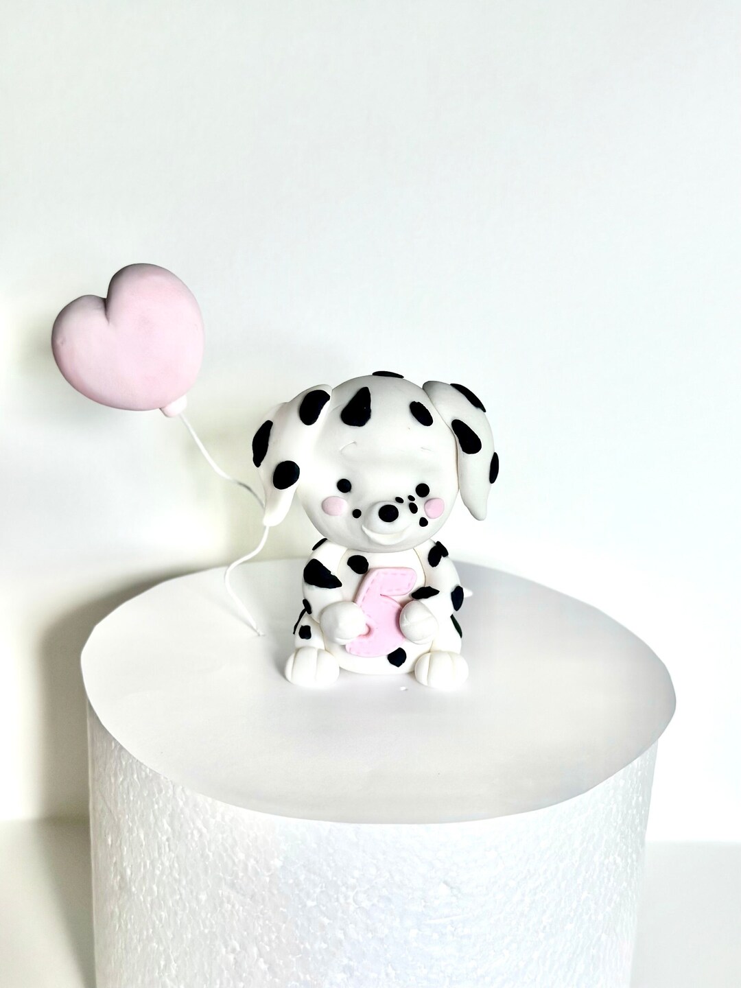 Cake Topper Dog Puppy Birthday With Heart Balloon, Dalmatian 3D ...
