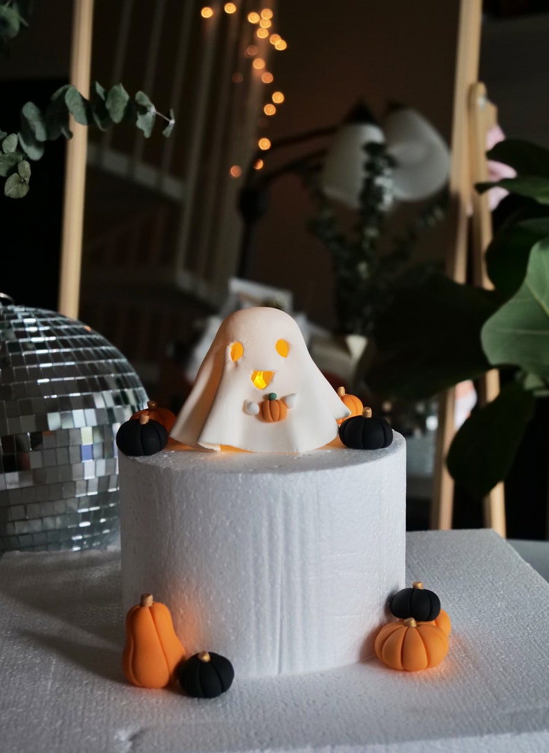 Ghost Fondant Cake Topper With Led Candle Halloween Edible - Etsy