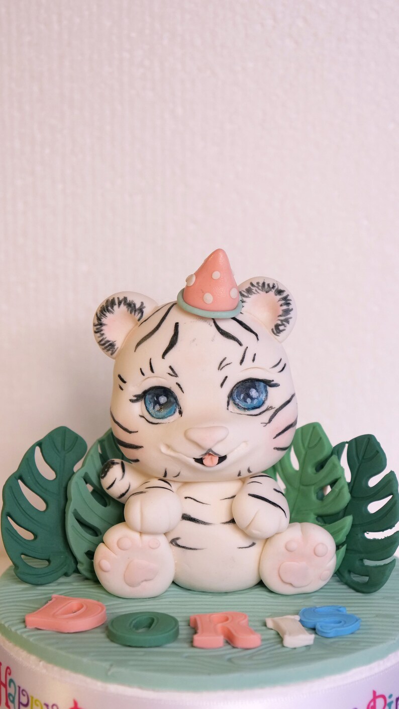 White Tiger Cake Topper Jungle Animals Fondant Figure With - Etsy