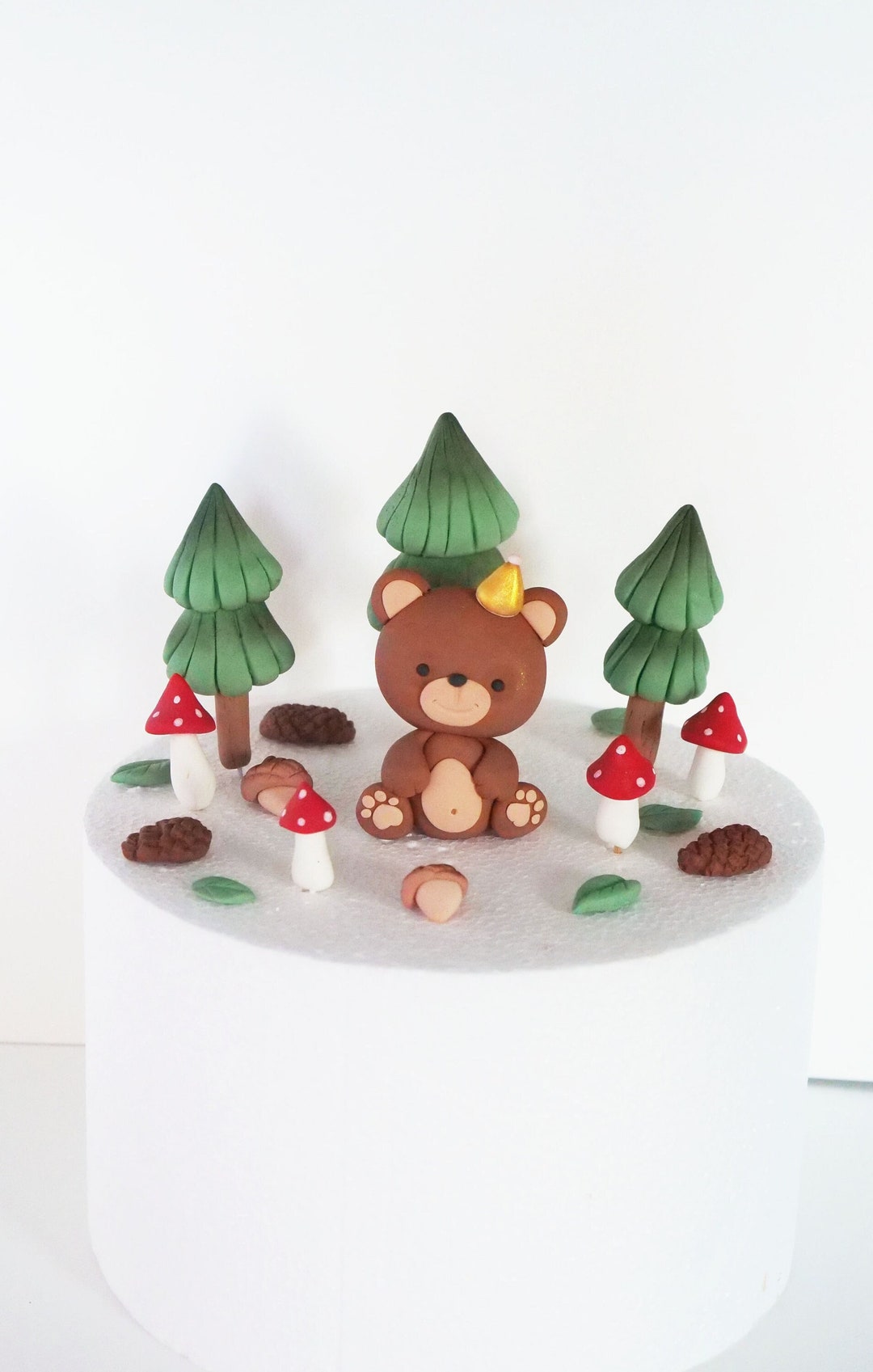 Bear Cake Topper Fondant, Bear Figure Birthday Party Decoration ...