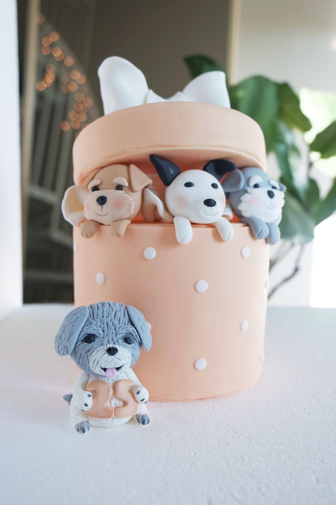 Cake Toppers Dog 3 Puppy Heads Birthday Party First Baby Shower Girl ...