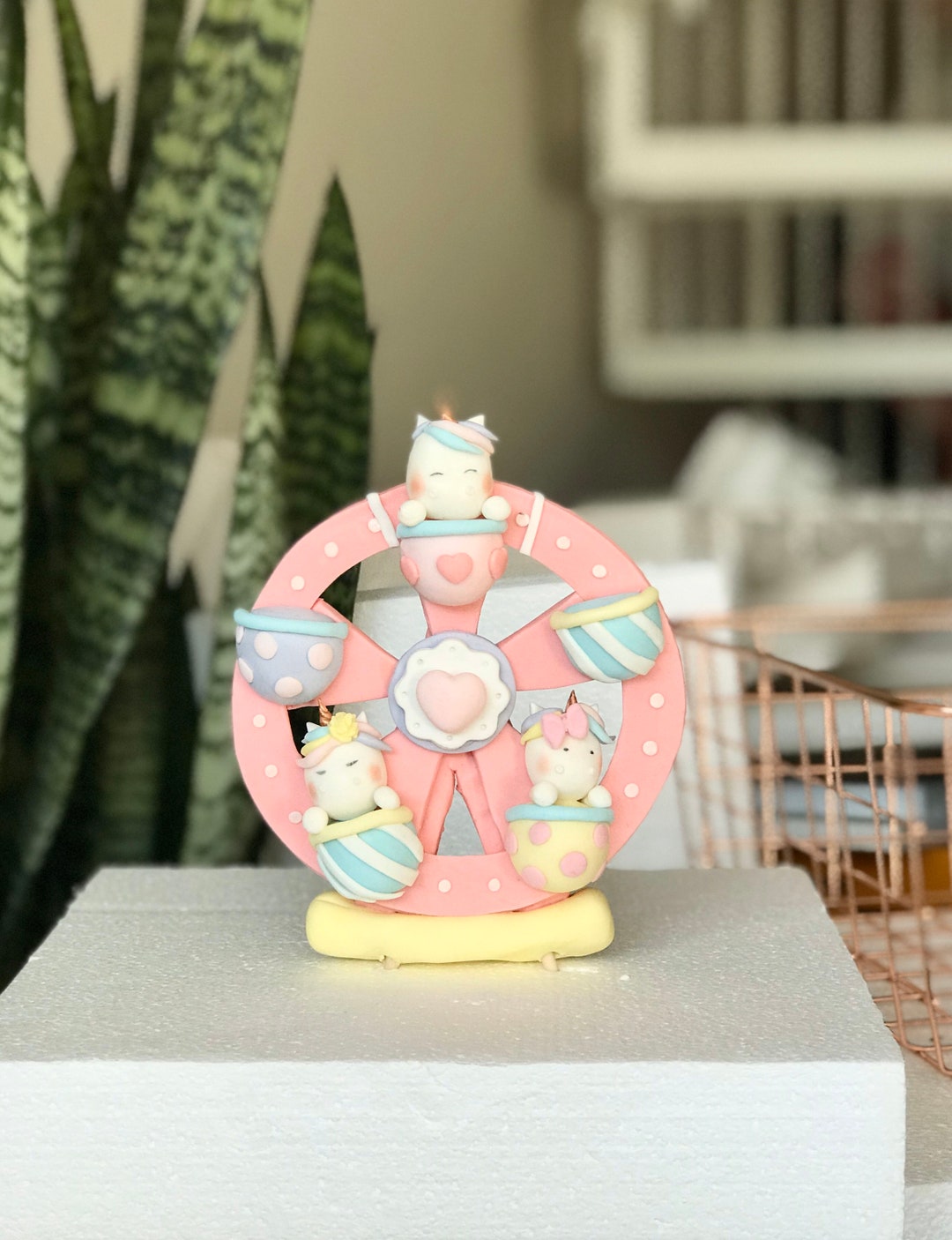 Unicorn Ferris Wheel Fondant Cake Topper Figurine Cute - Etsy
