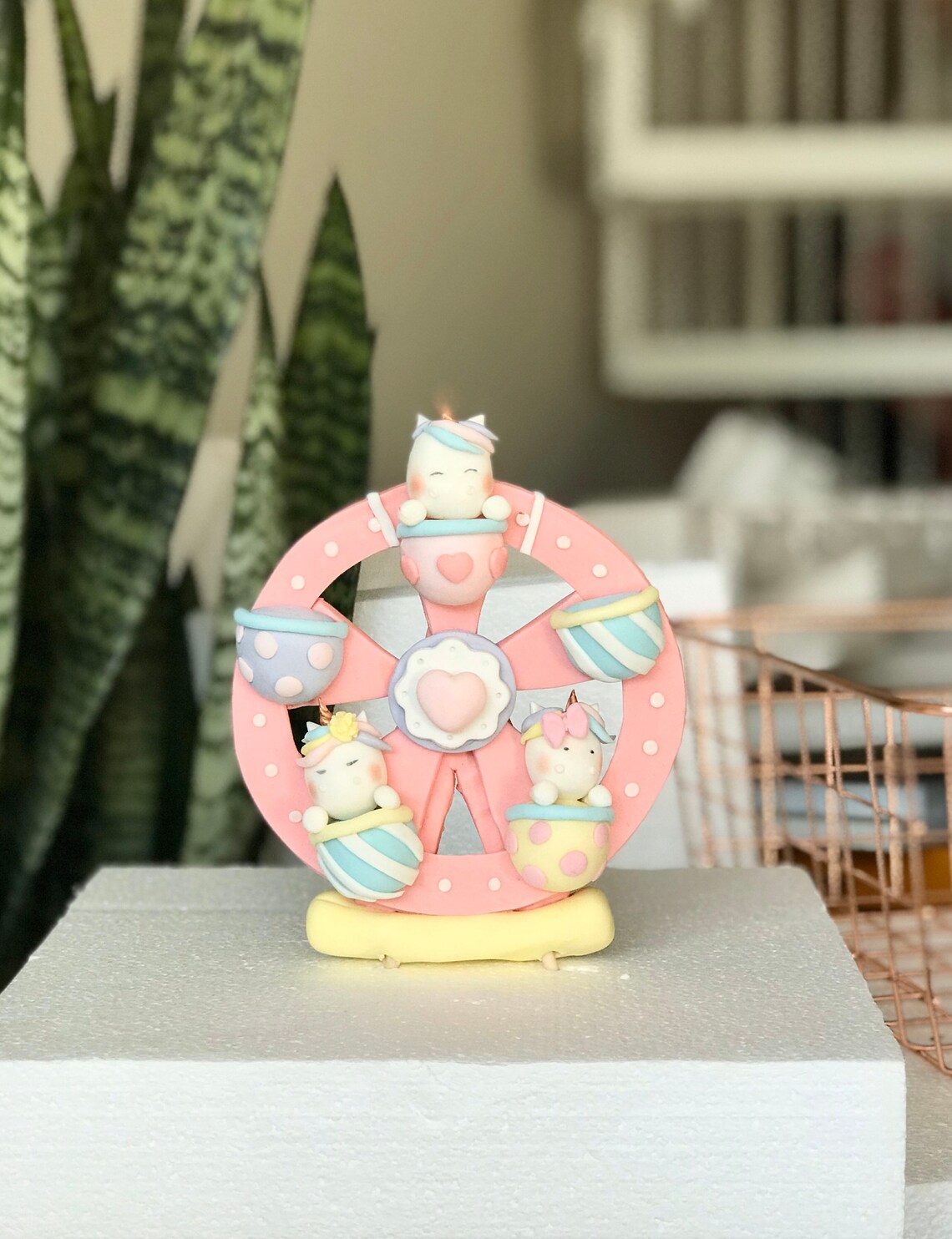 Unicorn Ferris wheel fondant cake topper figurine cute | Etsy