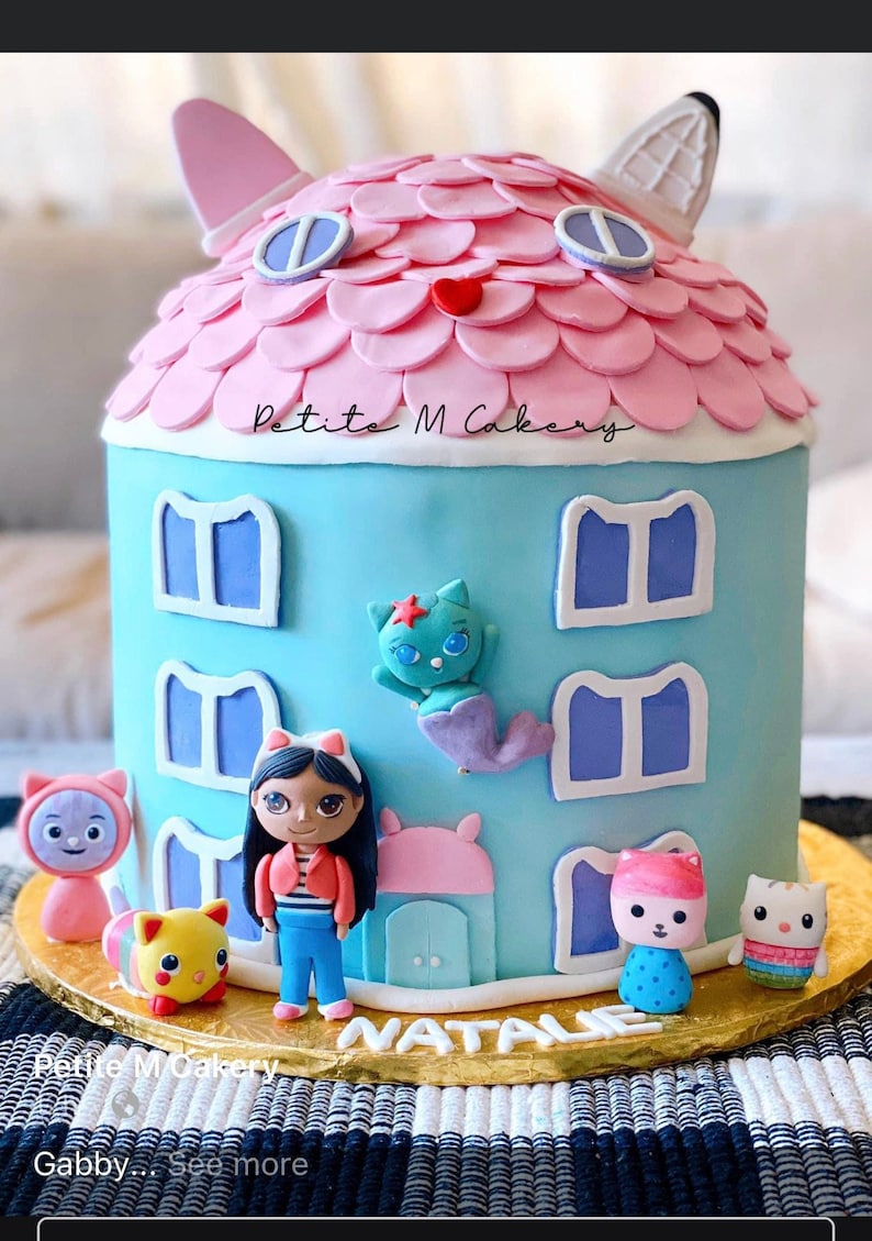 Gabby's Dollhouse Fondant Cake Toppers Cat Characters Cake Topper ...