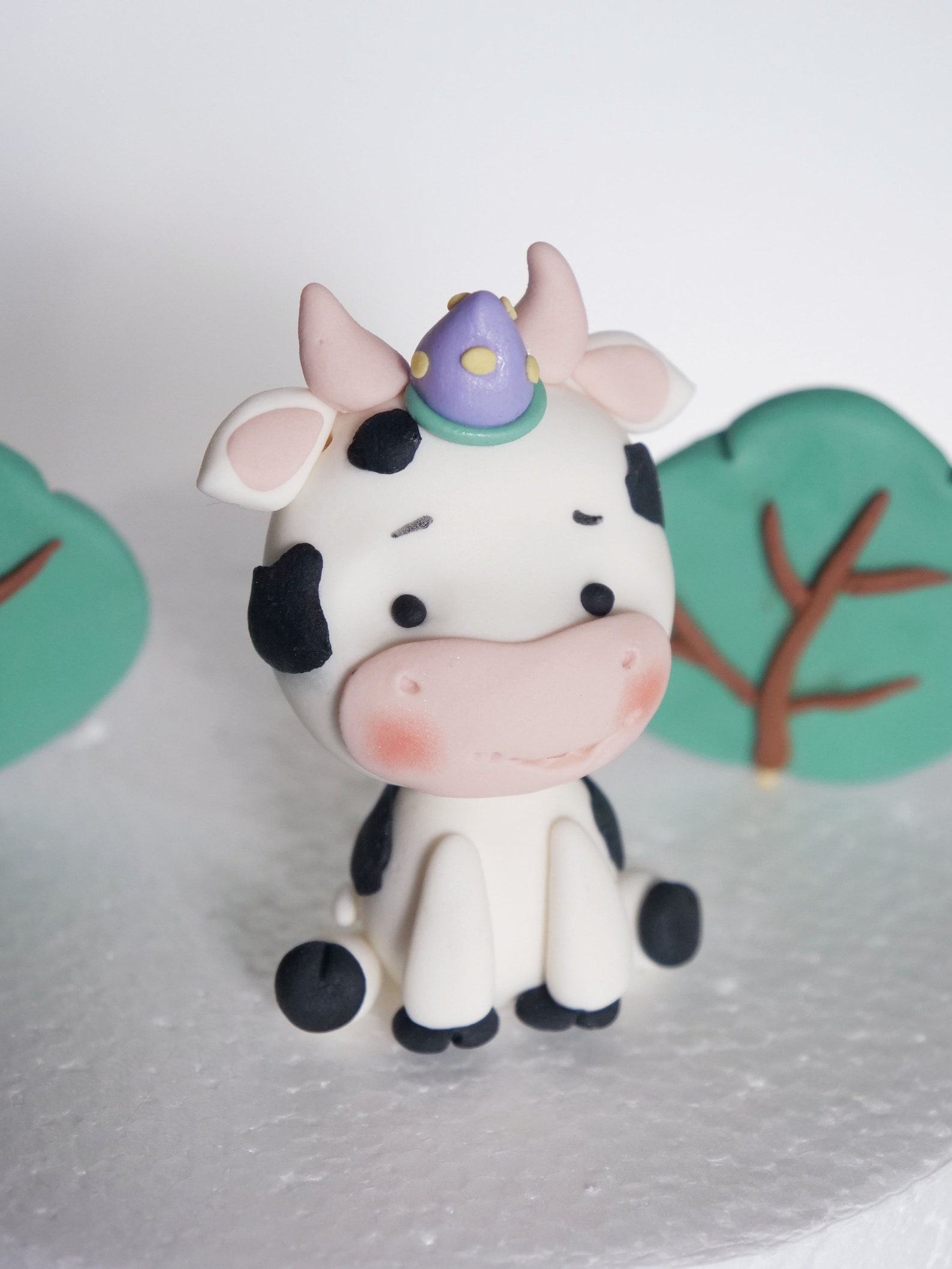Farm Cake Topper With Party Hats, Baby Shower Fondant Cupcake Cow Horse ...