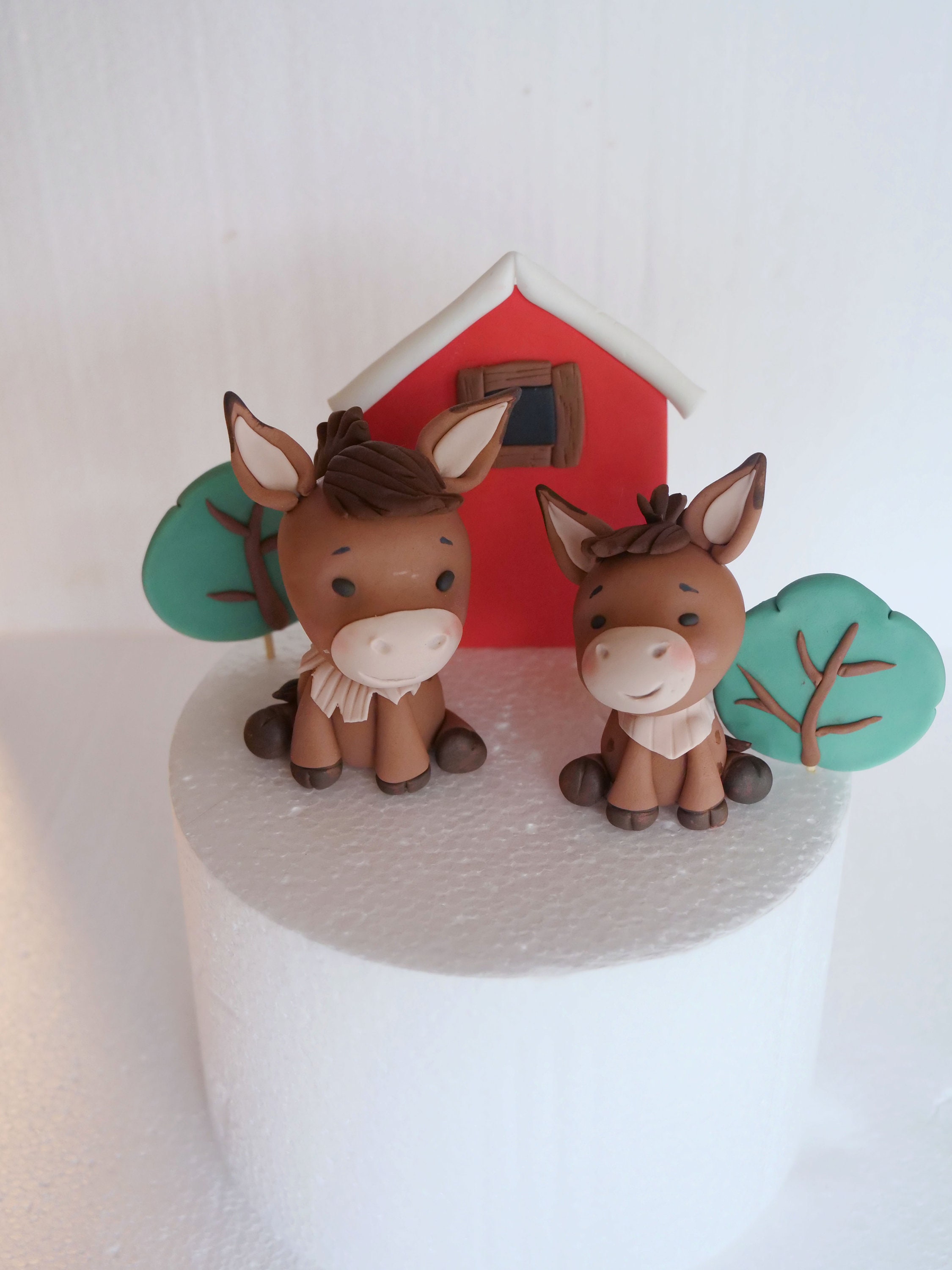 Farm Topper Cake Baby Shower Fondant Cupcake Cow Horse Pig Duck Goat ...